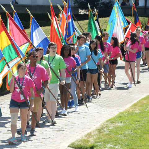 Scott Rudd_campus_college walk_flags_convocation_2017_summer.gif | Core ...
